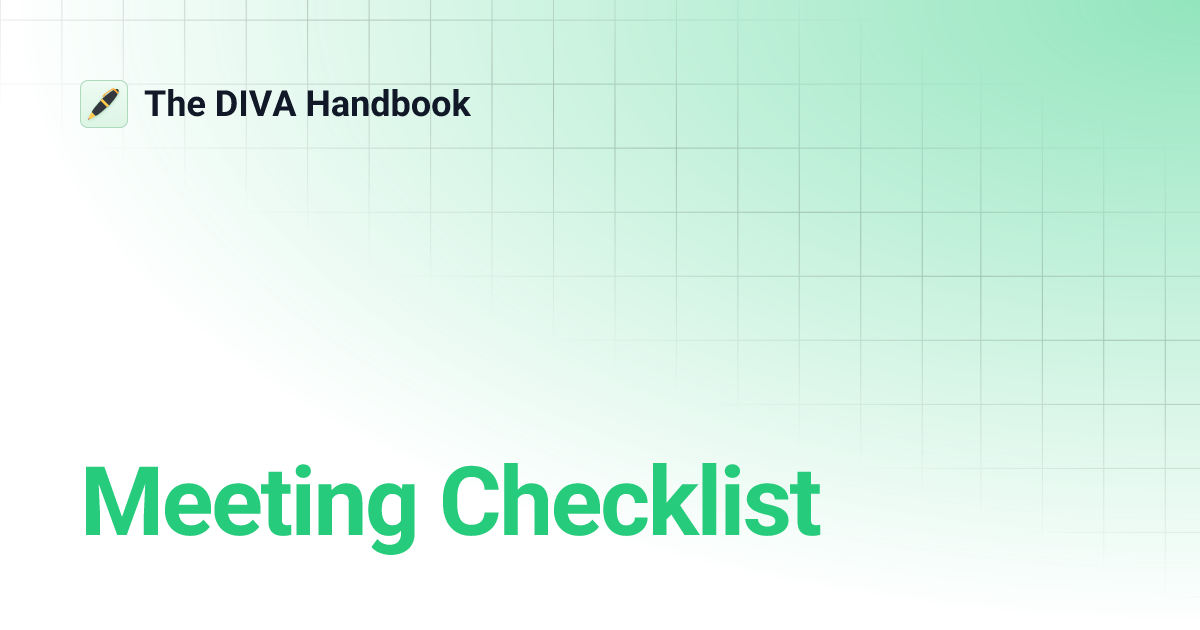 Meeting Checklist | The DIVA Handbook